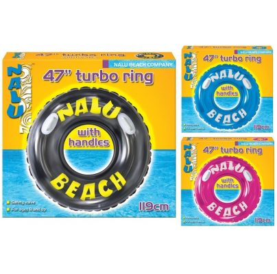 Inflatable Black, Pink, or Blue Turbo Tyre Swim Ring - 120cm ...