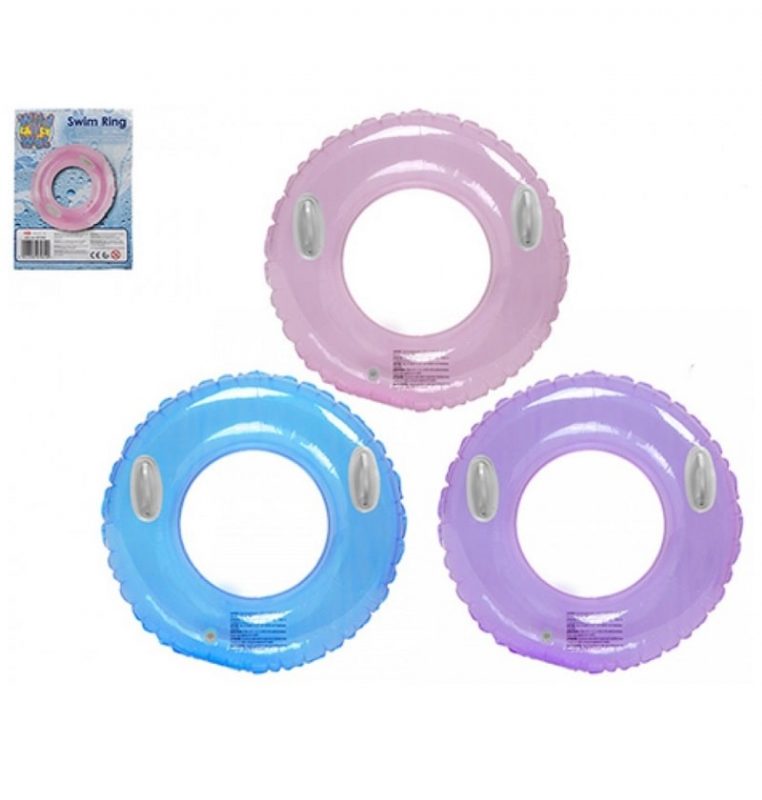 Clear Inflatable Swim Ring with Handle - 91cm - 3 Colours Available ...