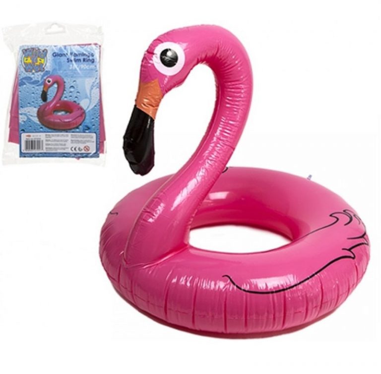 Inflatable Dark Pink Flamingo Swim Ring - Inflatable Toy World