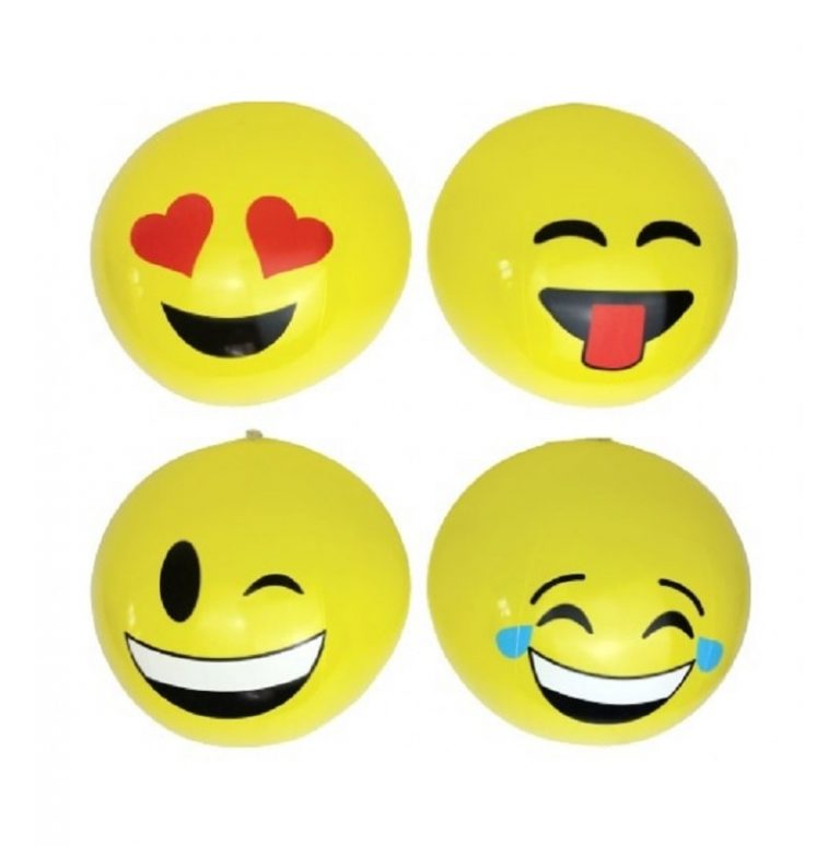 Inflatable Emoji Beach Ball - 4 Types Available - 30cm | Bulk Buy Blow Up